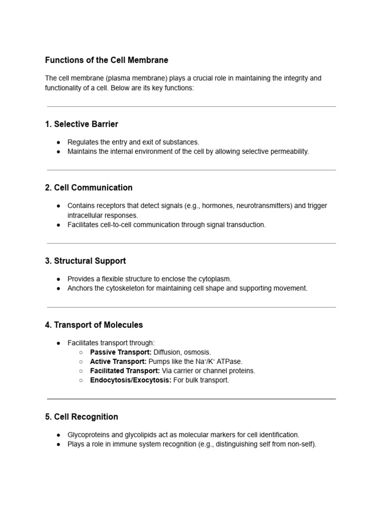 Function of The Cell | PDF