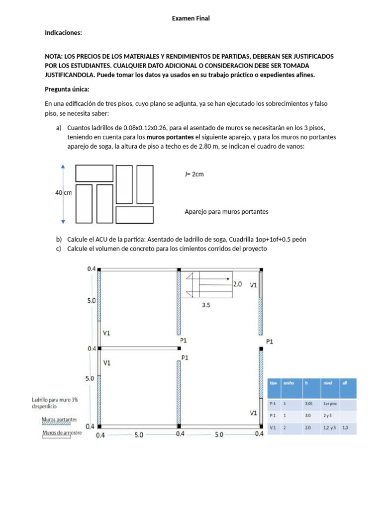 Examen Final de Construccion | PDF