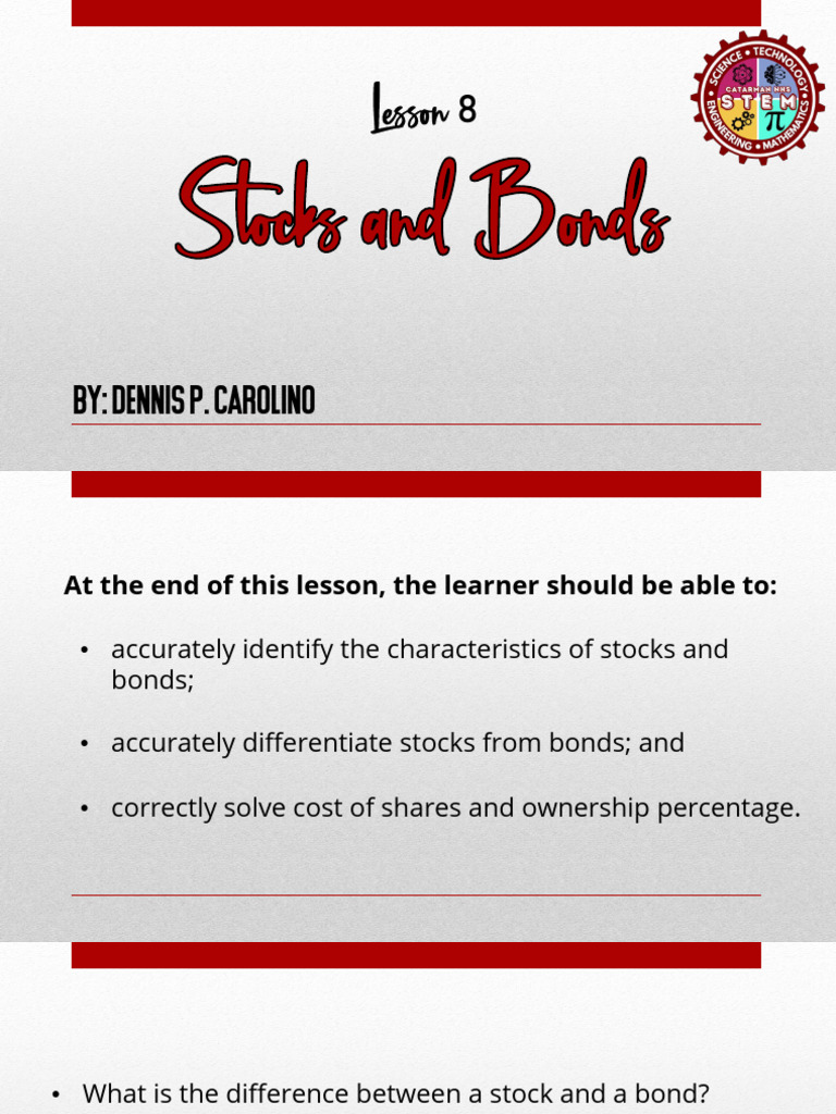 General Mathematics SHS Q2 Lesson 8 - Stocks and Bonds | PDF | Bonds ...