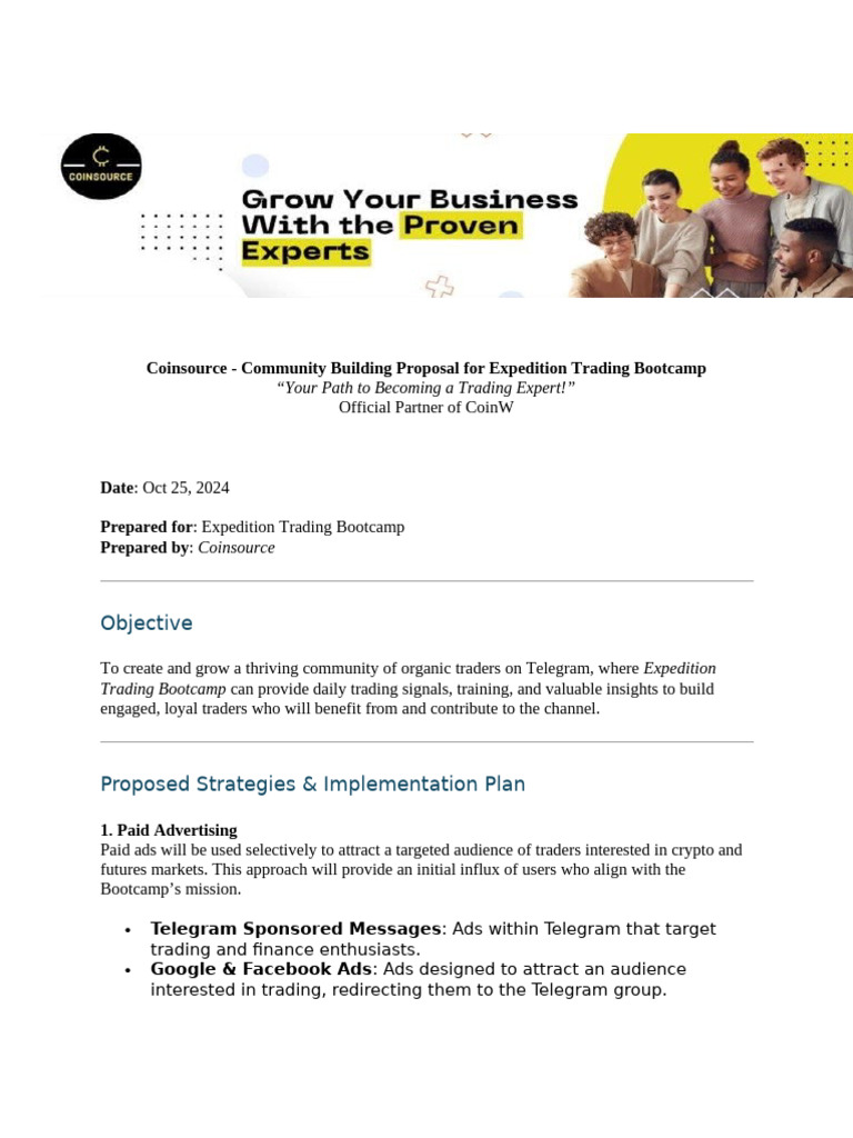 Expedition Trading Bootcamp Proposal | PDF | Advertising | Web 2.0