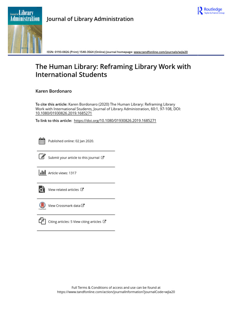 The Human Library Reframing Library Work with International Students | PDF | Libraries | Librarian