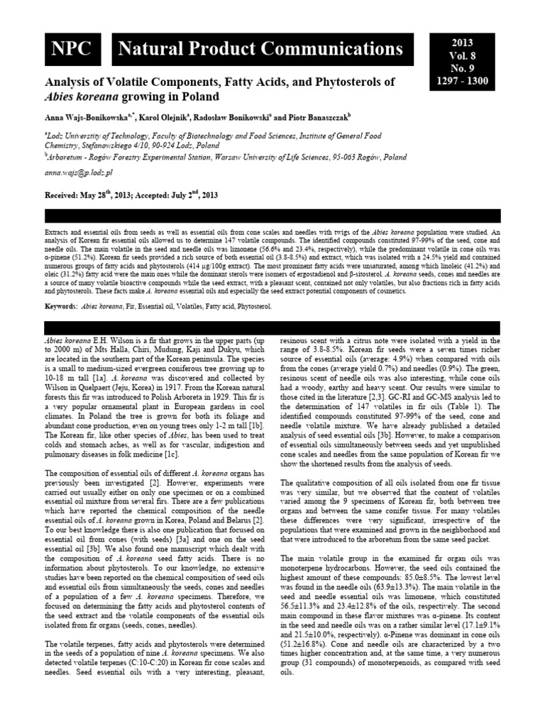 Analysis of Volatile Components Fatty Acids and PH | PDF | Fir | Trees
