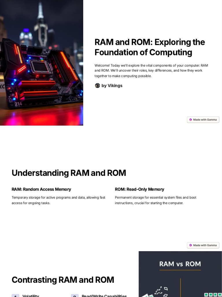 RAM and ROM Exploring the Foundation of Computing | PDF | Random Access ...