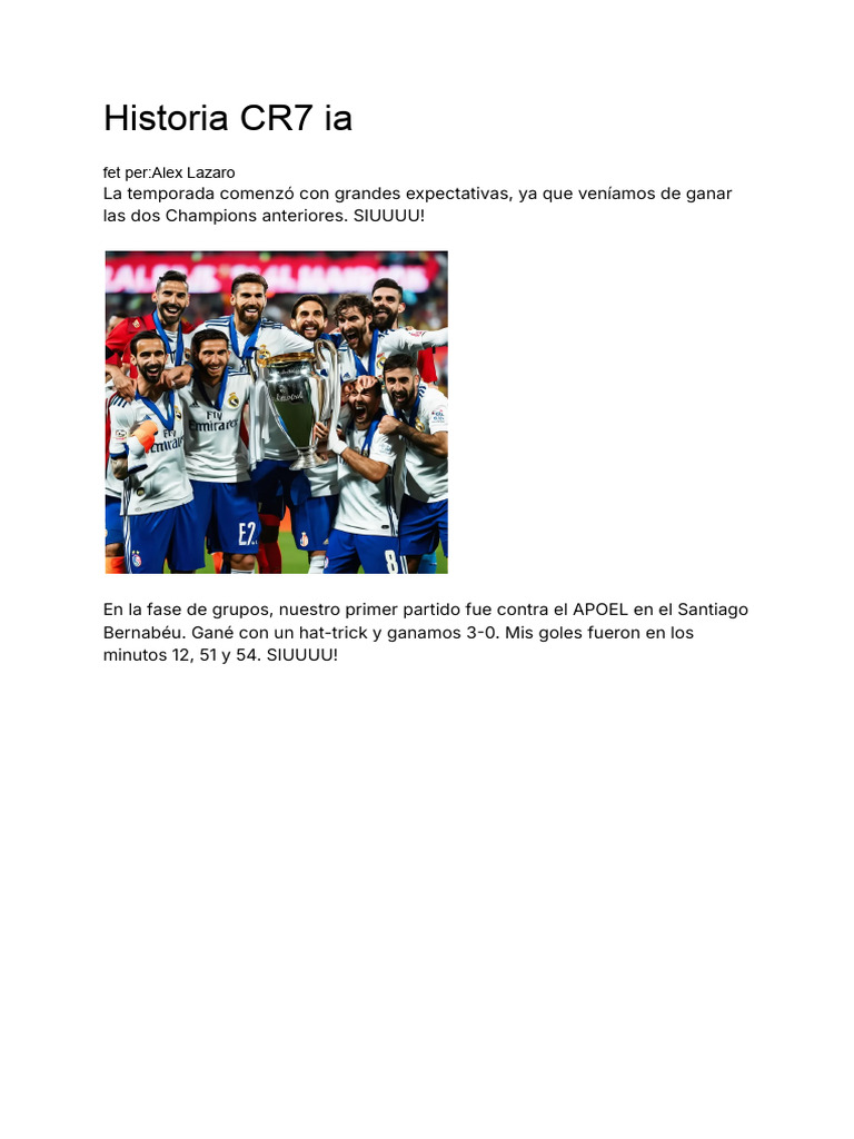 Historia CR7 Ia Alex | PDF | Liga de Campeones de la UEFA | Asociación ...