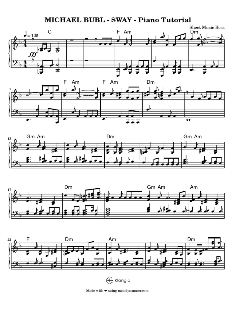 MICHAEL BUBL - SWAY - Piano Tutorial | PDF