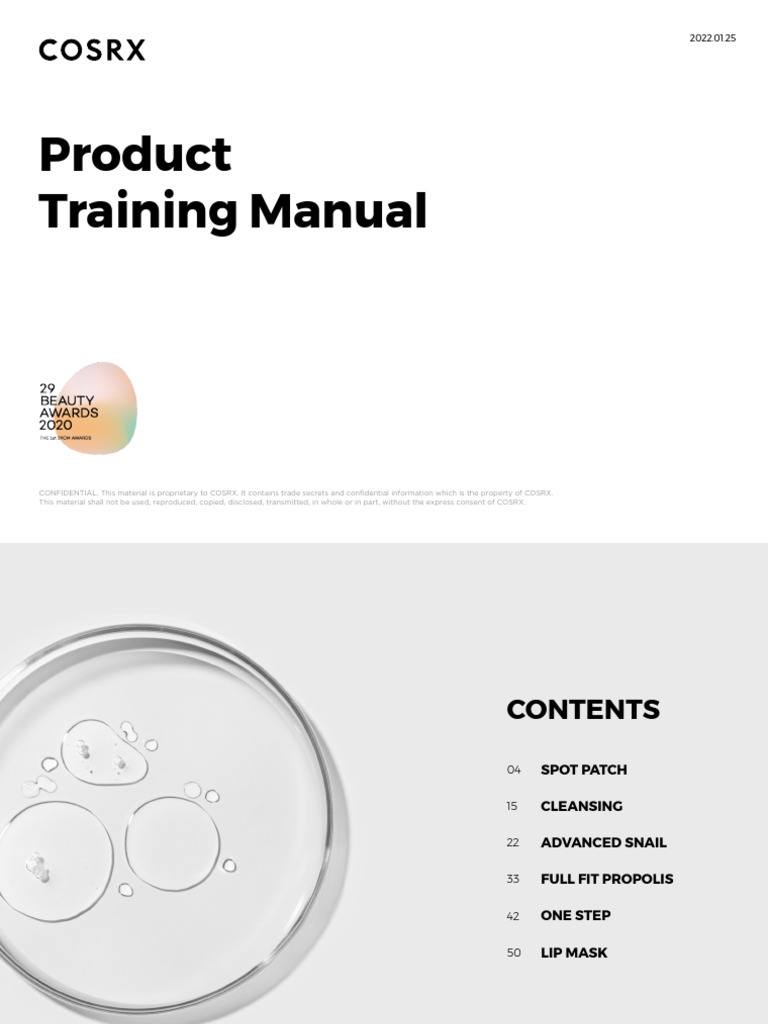 COSRX Product - Traning Materials - 2022 | PDF | Skin | Dermatology