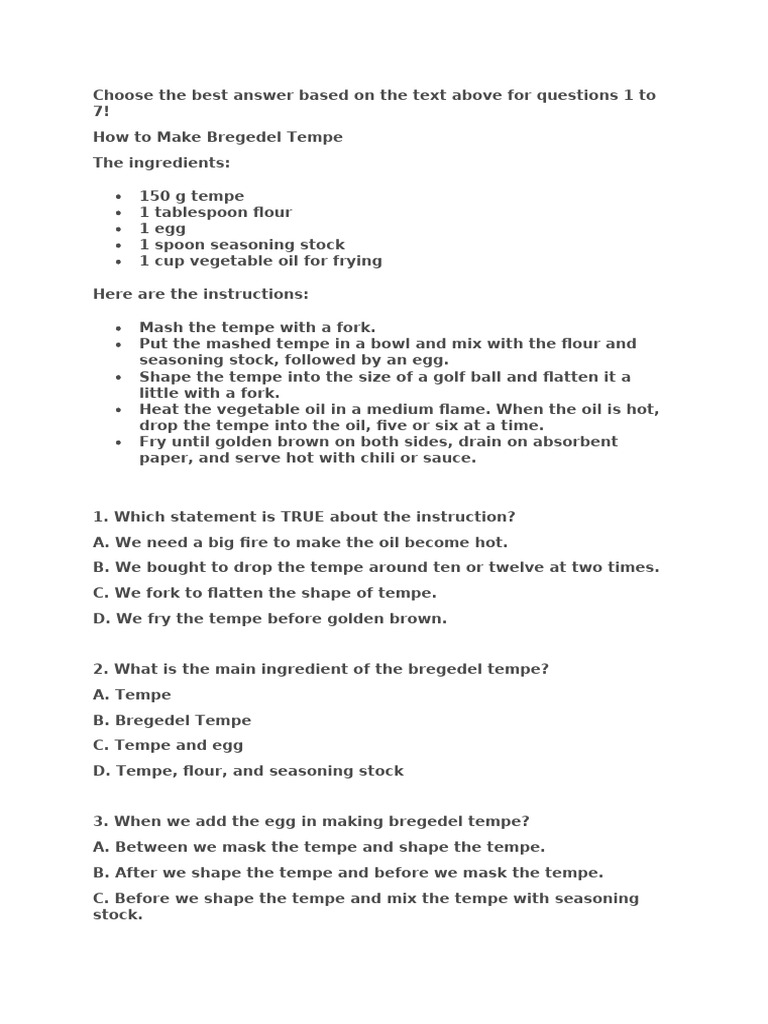Making Bregedel Tempe: A Step-by-Step Guide | PDF