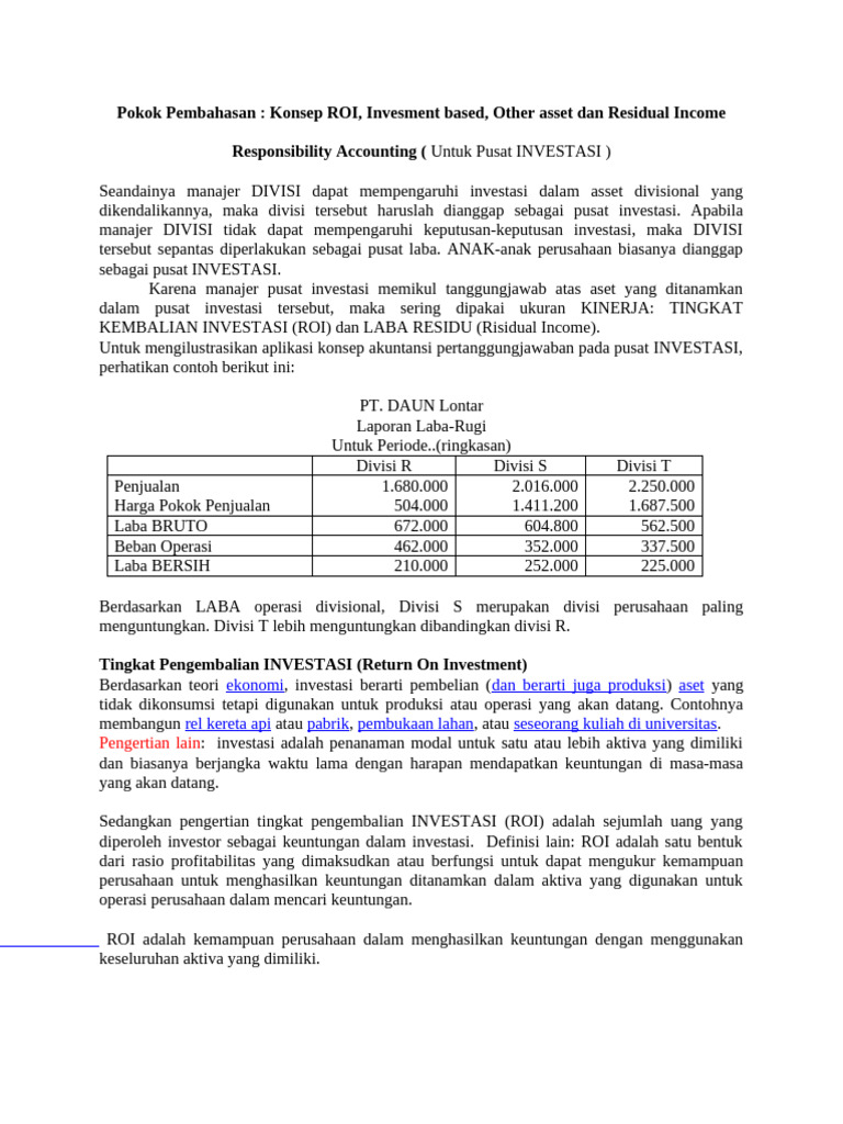 Contoh Soal ROI | PDF