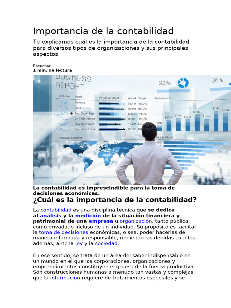 Importancia de La Contabilidad | PDF | Contabilidad | Business