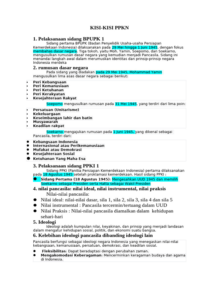 Kisi Kisi PKN | PDF
