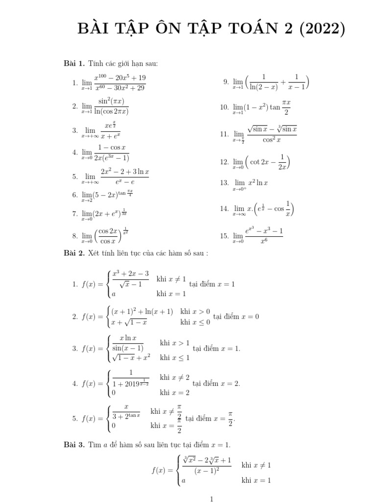Bai Tap Toan 2 2022 | PDF