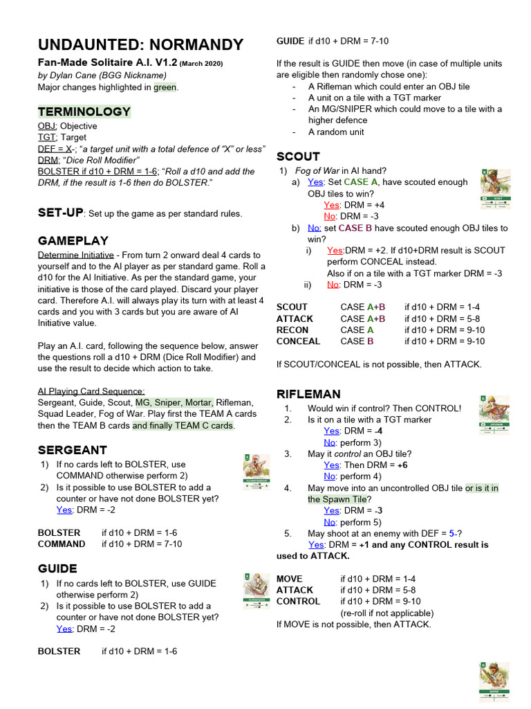 Undaunted Solitaire AI v1.2 | PDF | Dice | Gaming