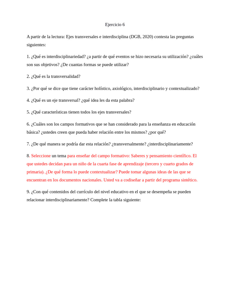 Ejercicio 6-3 | PDF | Pensamiento | Aprendizaje