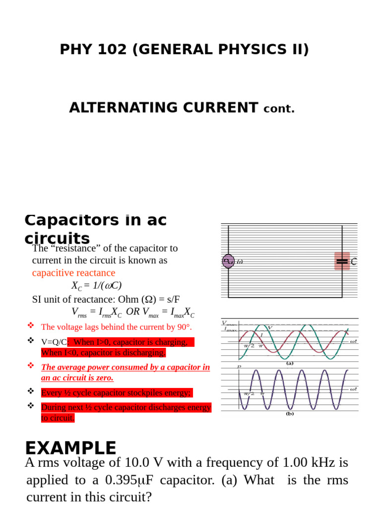 Phy 102 Lecture Ac Circuit 1 | PDF | Capacitor | Electrical Circuits