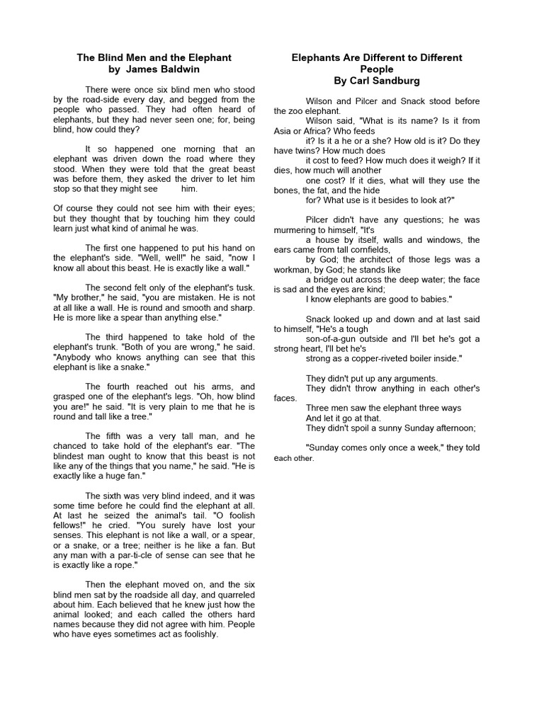 The Blind Men and The Elephant | PDF | Elephant