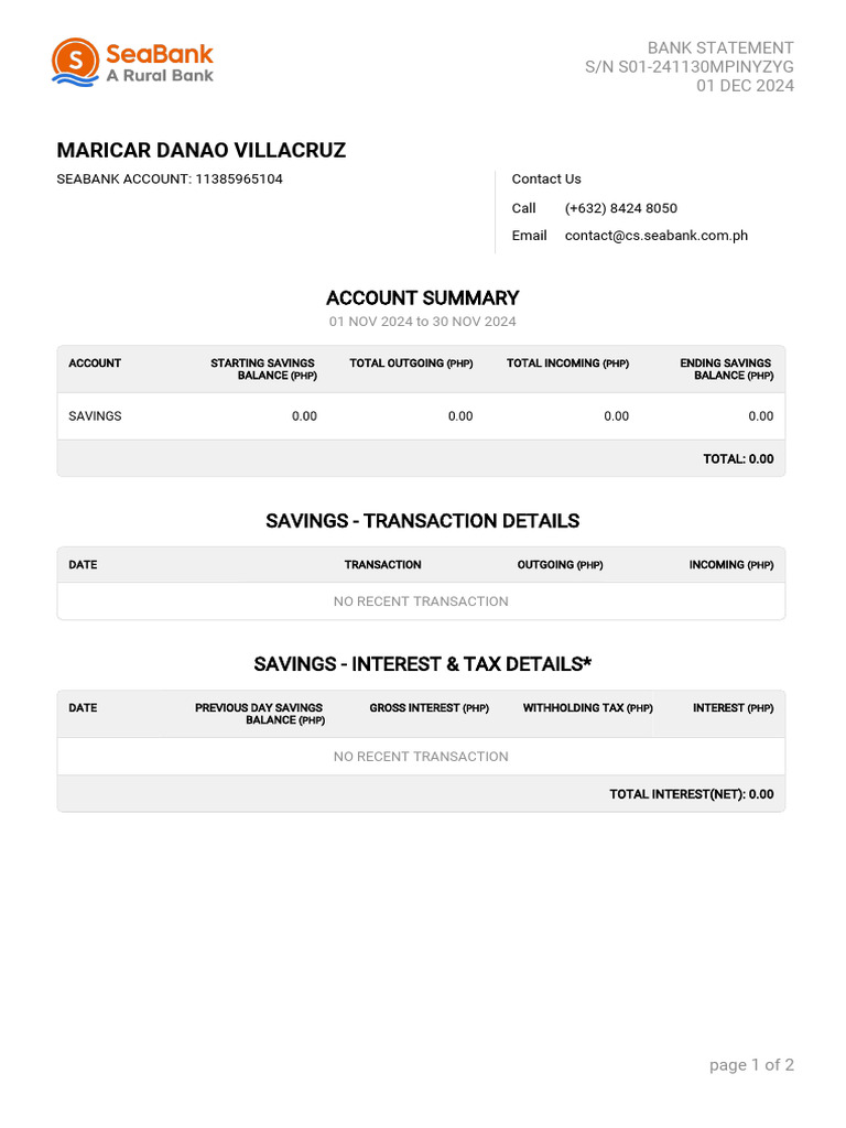 Seabank Statement 20241210 | PDF | Interest | Taxes