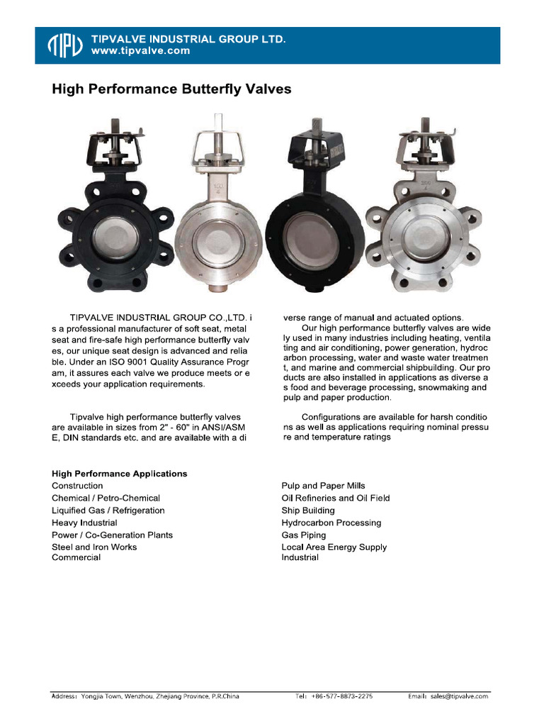TIP High Performance Butterfly Valve Catalog | PDF