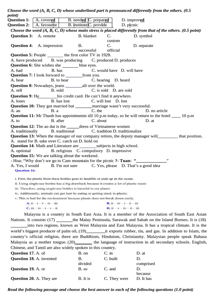 English Language Quiz | PDF | Malaysia | Southeast Asia