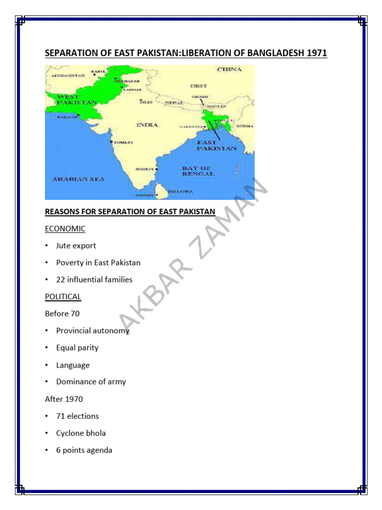 Causes of Bangladesh Liberation 1971 | PDF | Pakistan | Government Of ...