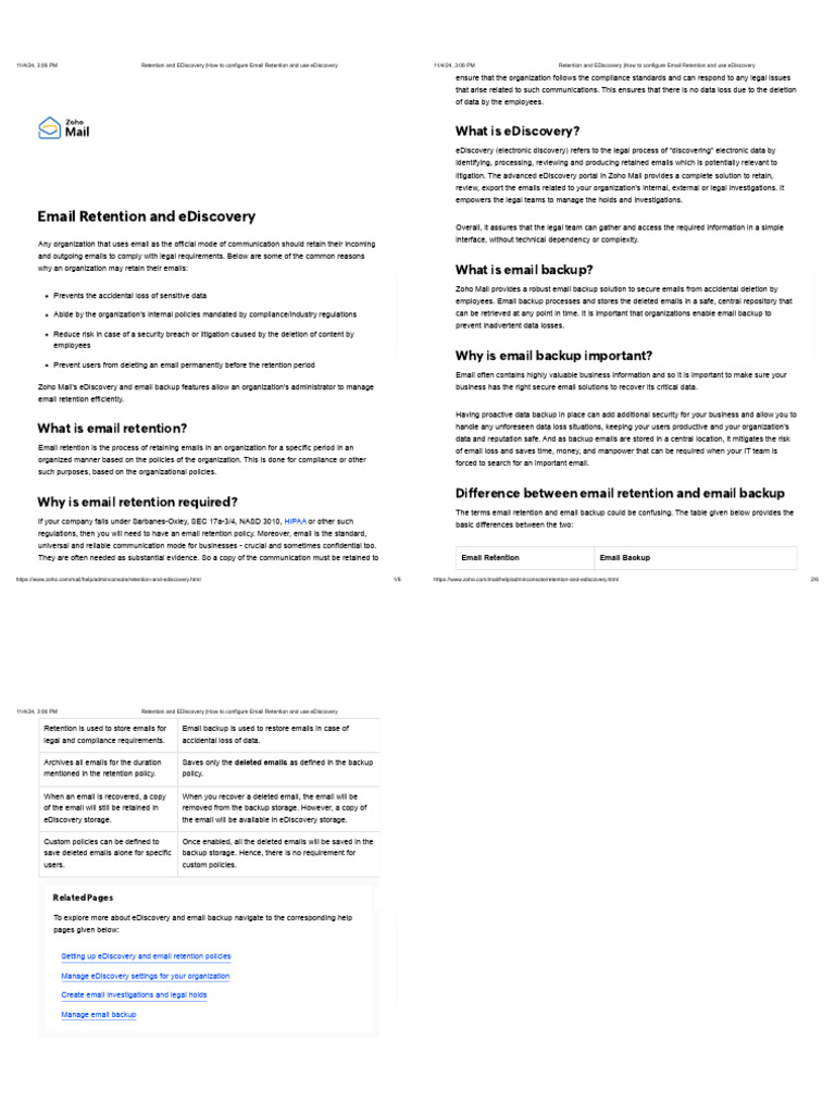 12- Retention and EDiscovery | PDF | Backup | Regulatory Compliance