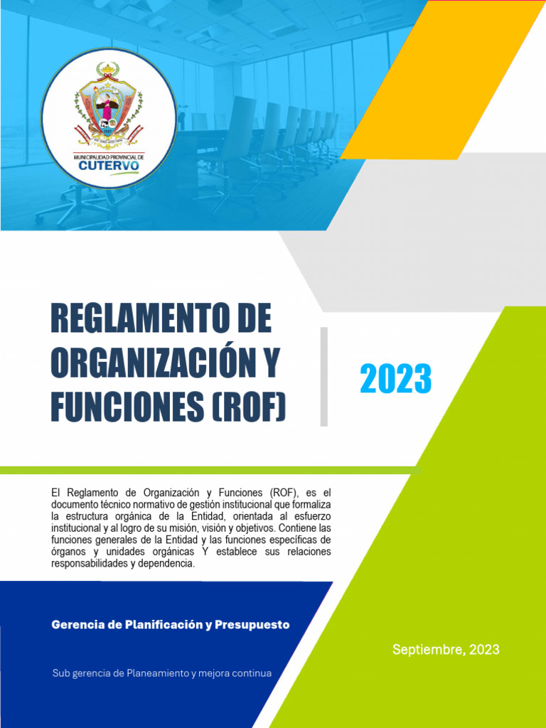 Reglamento de Organizacion y Funciones Rof | PDF | Gobierno local | Regulación