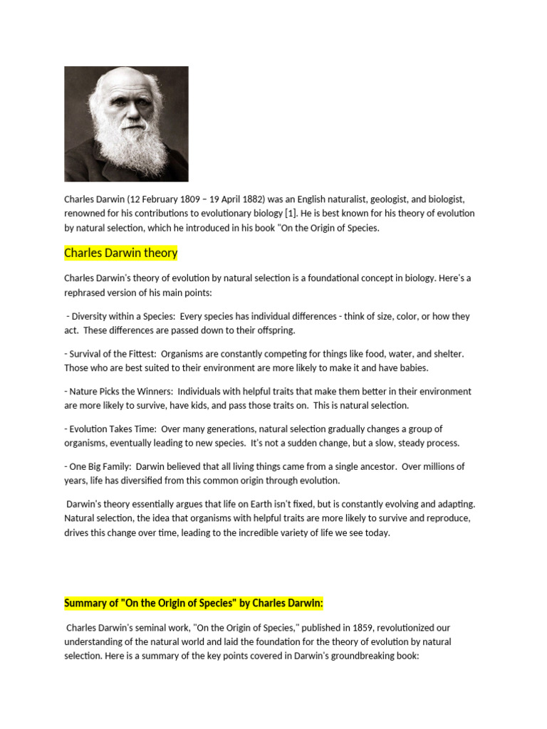 Charles Darwin WPS Office | PDF | Natural Selection | Evolution
