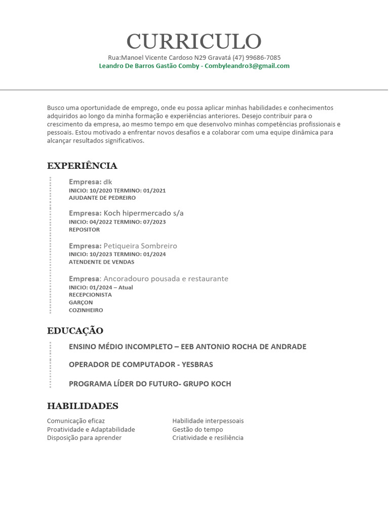 Curriculo Leandro | PDF