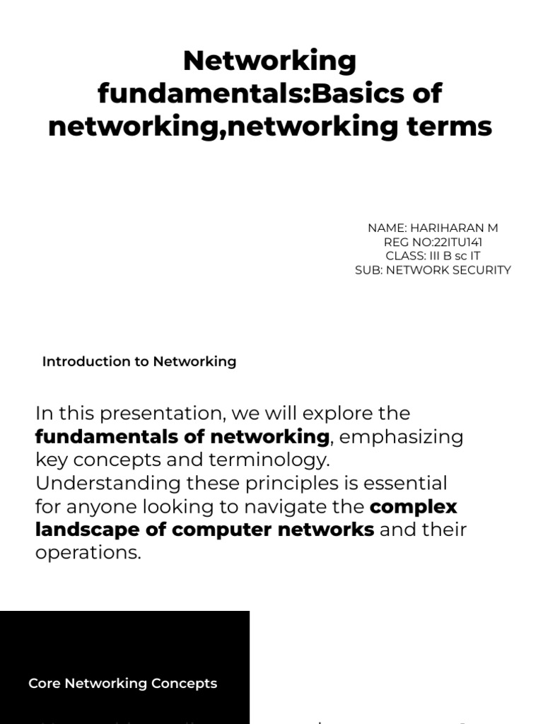 Slidesgo Fundamentals of Networking An in Depth Exploration of Core Concepts and Terminology ...