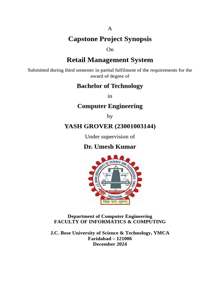 Project Synopsis Yash | PDF | Retail | Usability