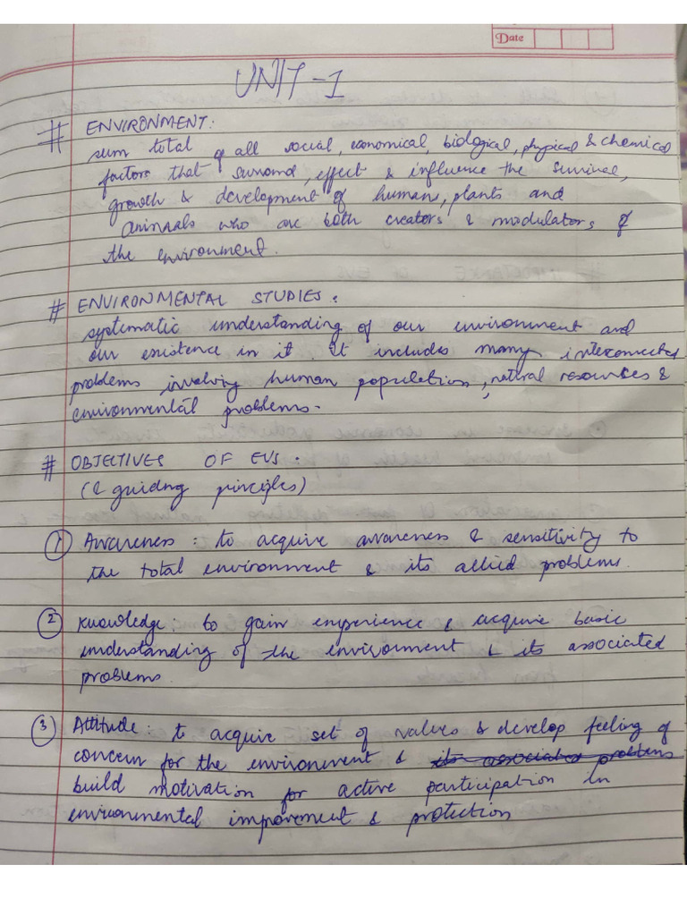 Unit 1 Notes Evs1 | PDF