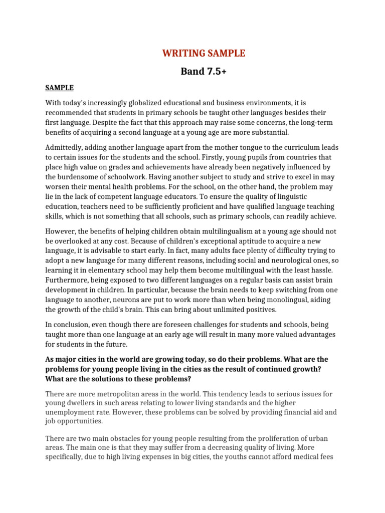 WRITING SAMPLE | PDF | Cost Of Living | Multilingualism