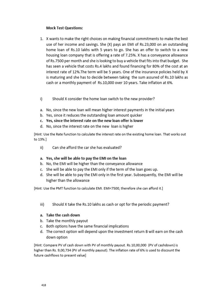 Mock Text Questions | PDF | Bonds (Finance) | Dividend