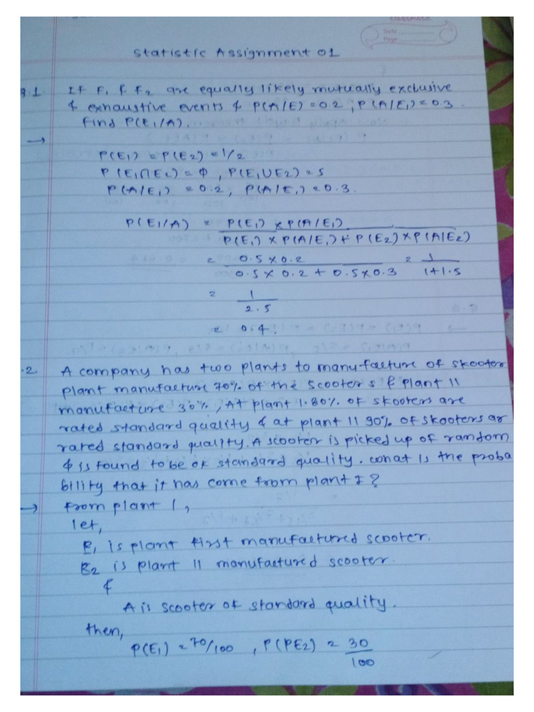 Assignment 1 Mathematical Stat | PDF