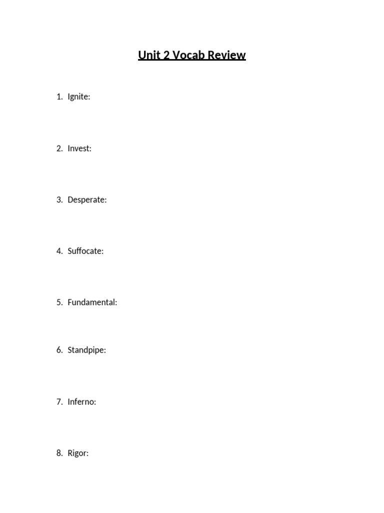Unit 2 Vocab Review | PDF