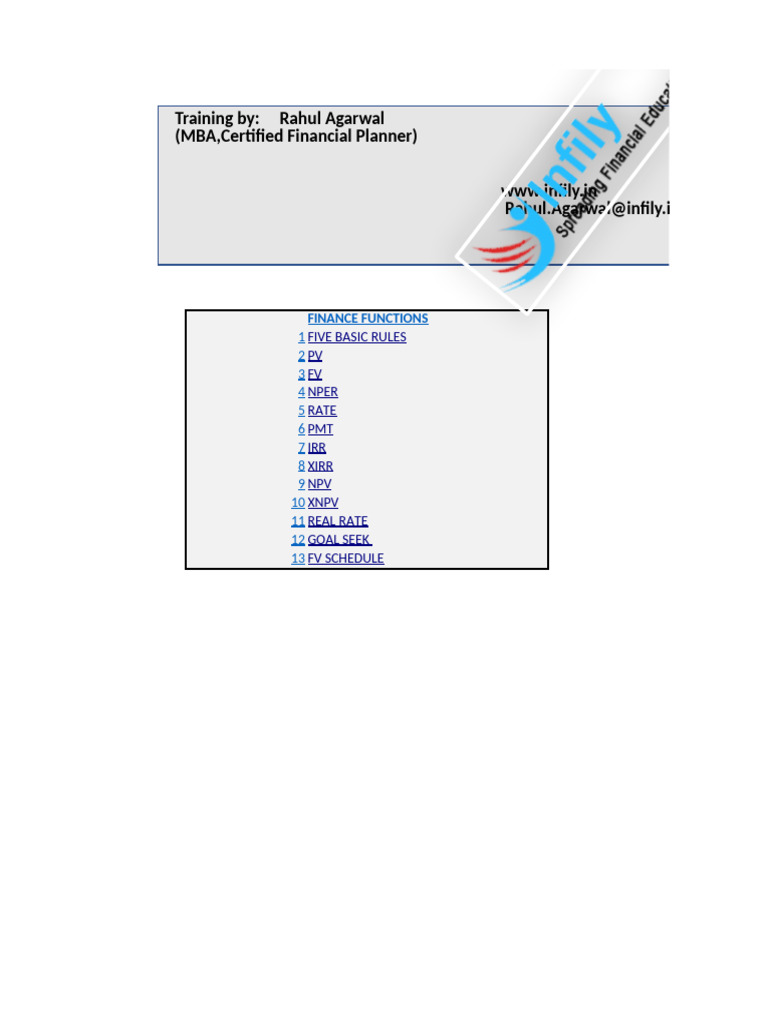 Functions OF EXCEL FOR NISM XA NISM XB EXAM 2 1 | PDF | Net Present ...