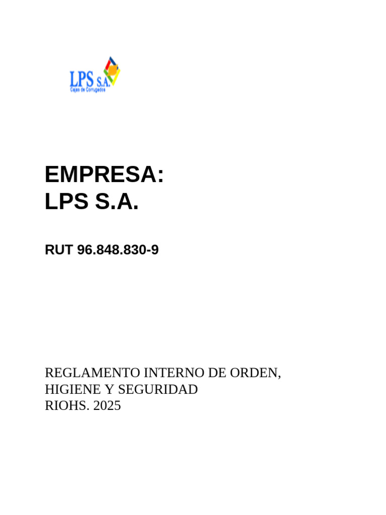 Reglamento Interno Riohs 2025 LPS | PDF | Tiempo de trabajo | Derecho laboral