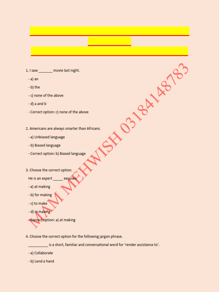 ENG001 MCQs Mids 2024 Mam Mehwish | PDF