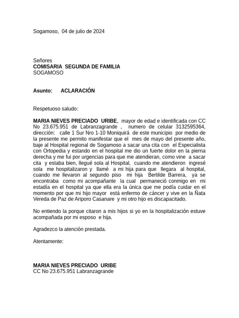 comisaria segunda ACLARACION | PDF