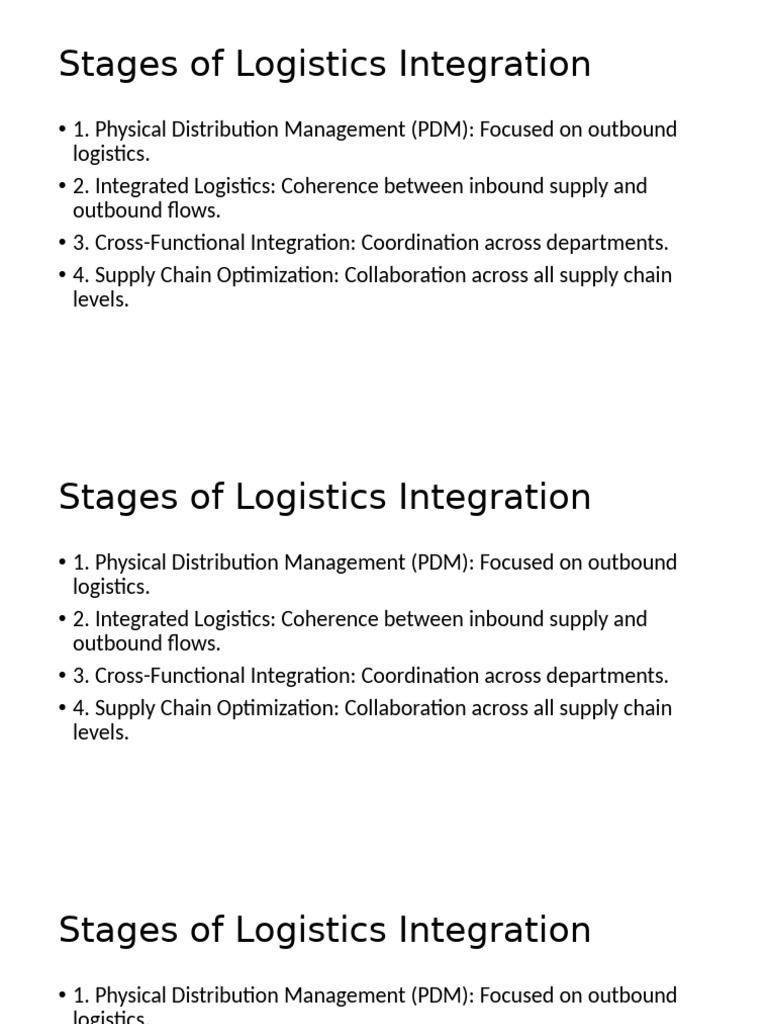 Stages of Logistics Integration | PDF