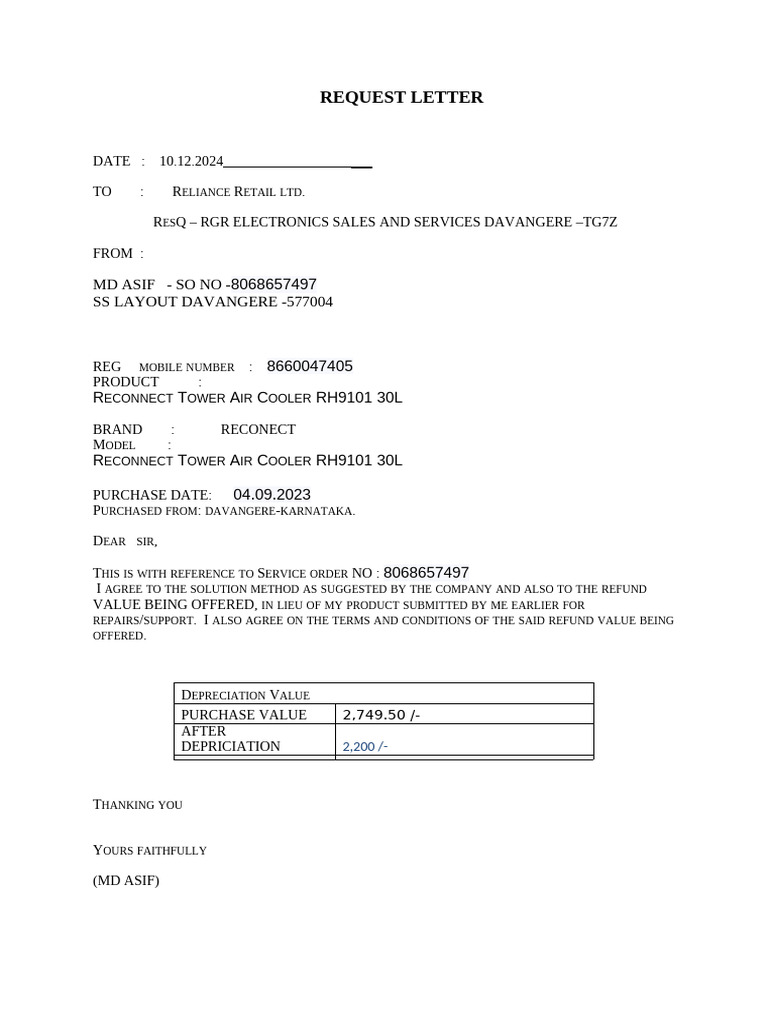 REQUEST LETTER (3) Savitha MK | PDF