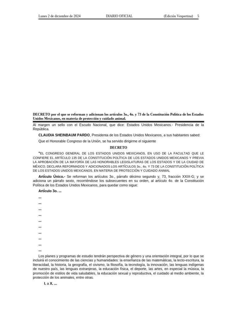 CPEUM Ref 267 02dic24 | PDF | México | Gobierno