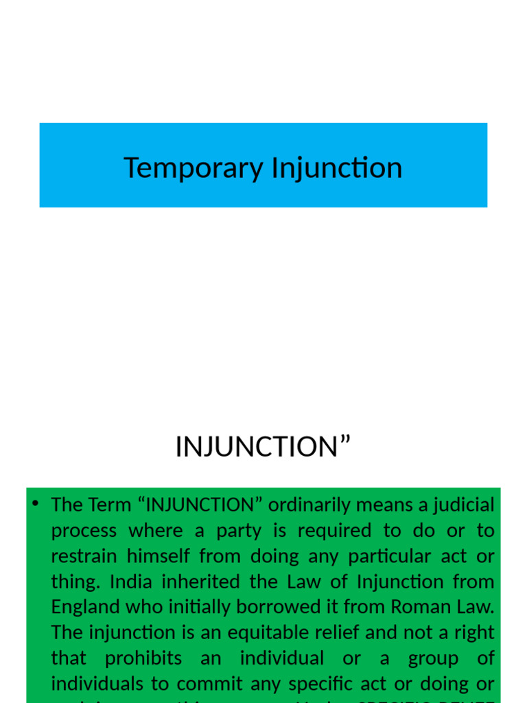 Temporary Injunctions Under Order XXXIX of CPC | PDF | Legal Remedy ...