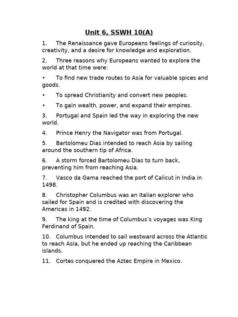 Unit 6 - Exploration Questions | PDF