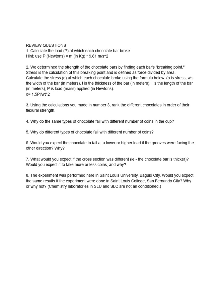 Mechanical Properties of Chocolate | PDF