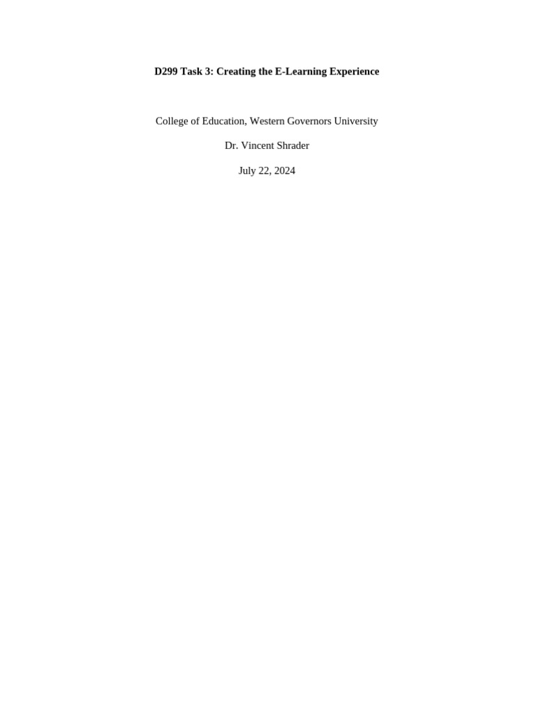 D299 Task 3B Improving The E-Learning Experience | PDF | Learning | Educational Technology