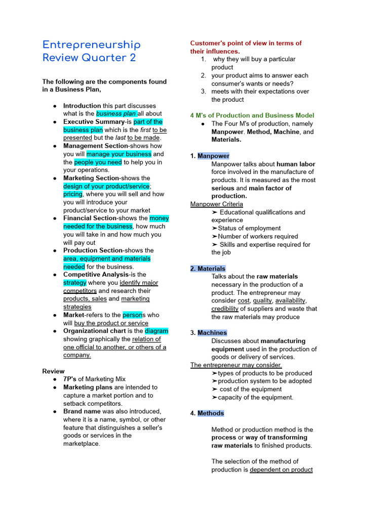 2ND-QUARTER-ENTREP-REVIEWER | PDF | Marketing | Prices