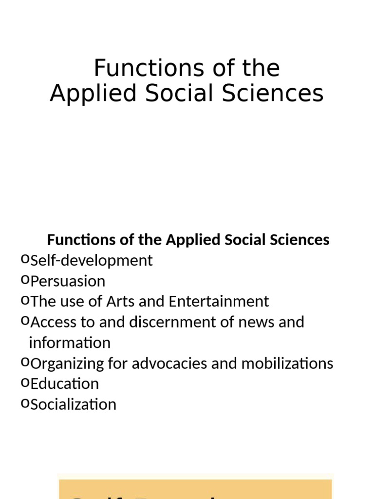 Functions of The Applied Social Sciences | PDF