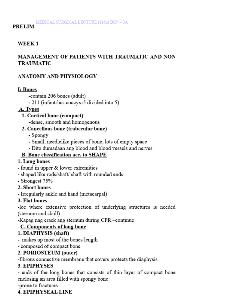 Medical Surgical Prelim Transes Complete 1 1 | PDF | Bone | Osteoporosis