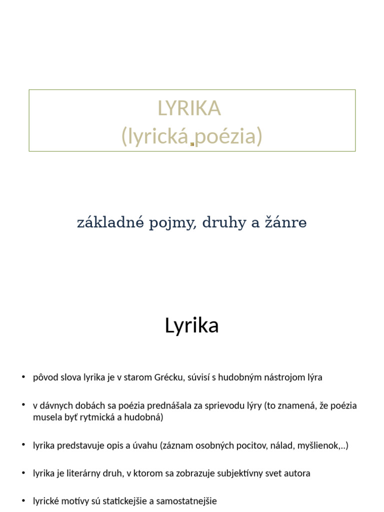 Lyrika Druhy | PDF