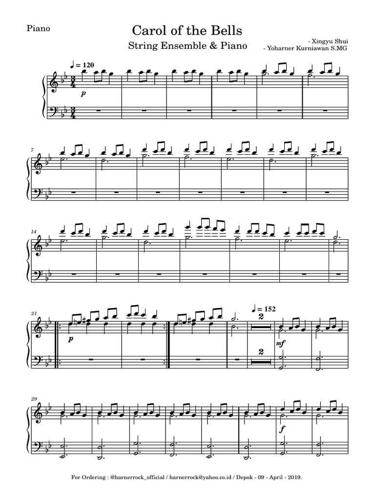 Jazz Arrangement: Carol of the Bells | PDF | String Instruments ...